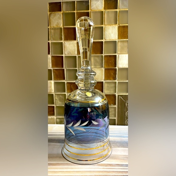 None | Accents | Vintage Hungarian Crystal Bell In Clear With Blue And ...